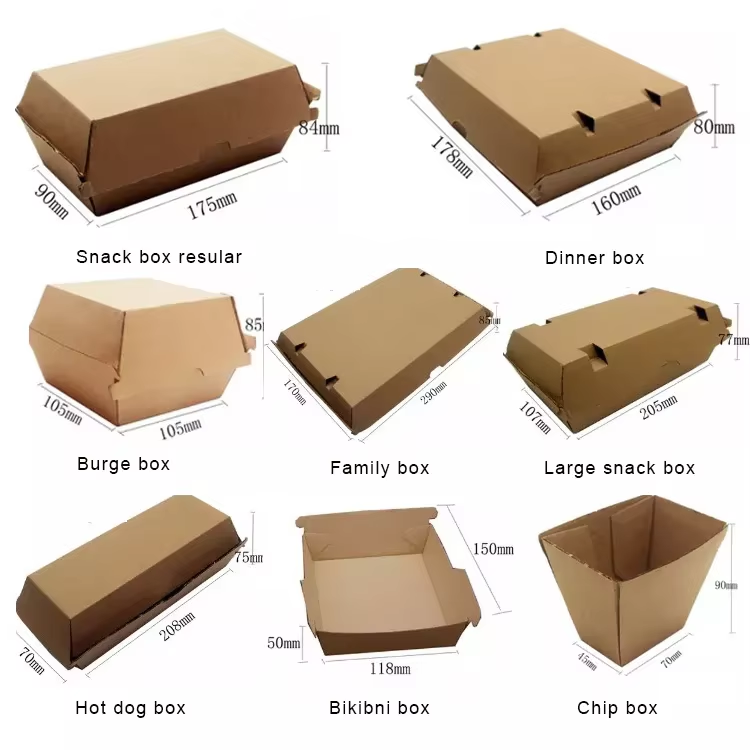 Eco-friendly Degradable Disposable Flute Corrugated Takeout Hamburger Box | Food-safe Packaging ...